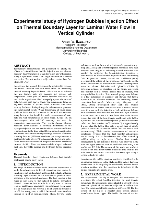 (PDF) Experimental study of Hydrogen Bubbles Injection Effect on ...