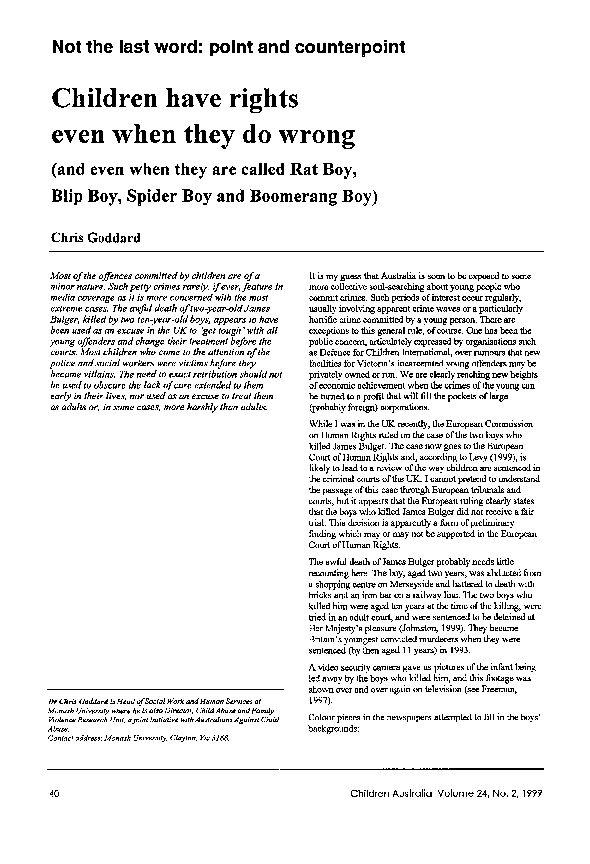 (PDF) Children have rights even when they do wrong: (and even when they ...