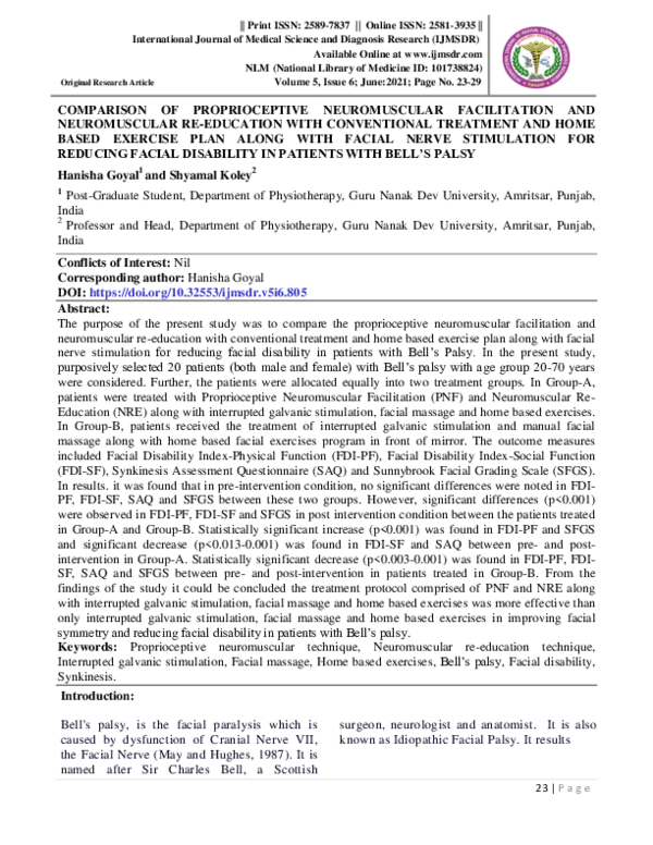 (PDF) Comparison of Proprioceptive Neuromuscular Facilitation and ...