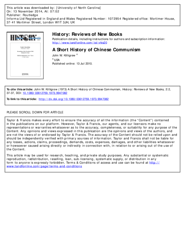 (PDF) A Short History of Chinese Communism