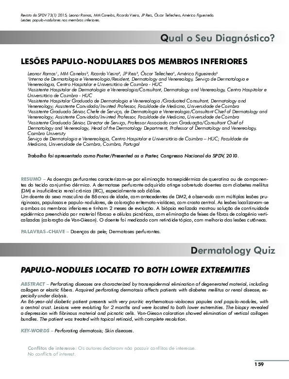 (PDF) Lesões Papulo-Nodulares Dos Membros Inferiores | Américo ...
