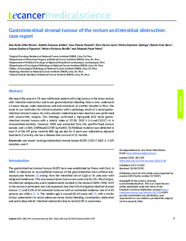 (PDF) Gastrointestinal stromal tumour of the rectum and intestinal ...