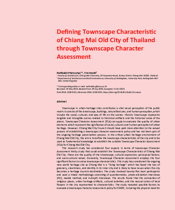 (PDF) Defining Historic Townscape Characteristics following Local ...