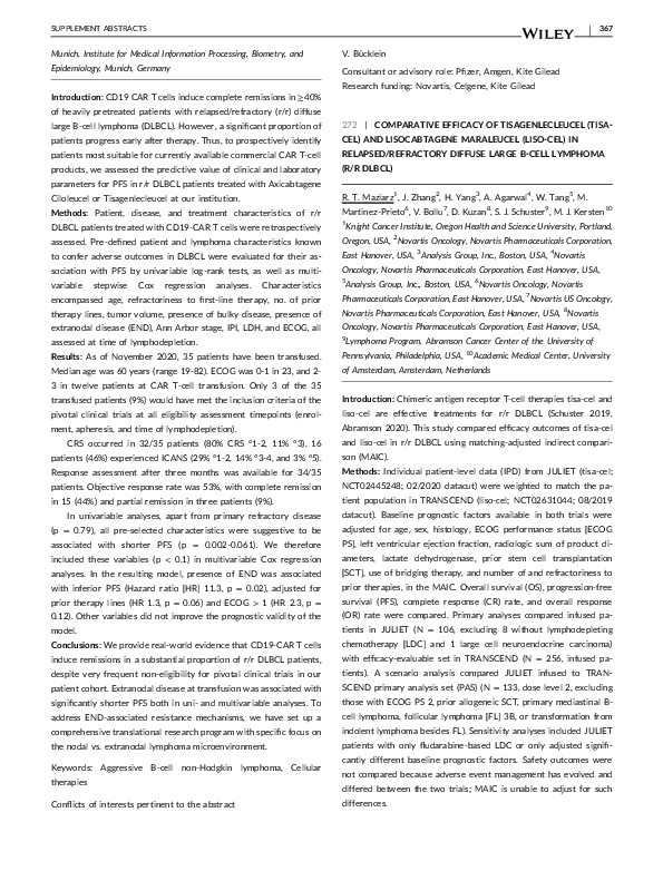 (PDF) Comparative Efficacy of Tisagenlecleucel (Tisa‐Cel) and ...