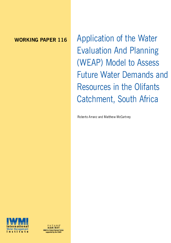 (PDF) Application of the water evaluation and planning (WEAP) Model to assess future water ...