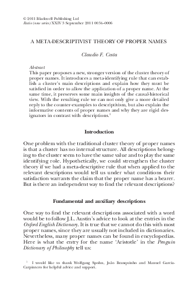 (PDF) A Meta-Descriptivist Theory of Proper Names