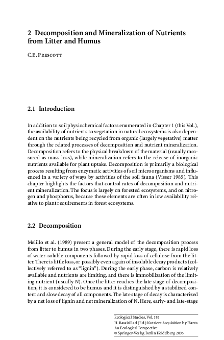 (PDF) Decomposition and Mineralization of Nutrients from Litter and Humus