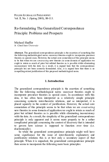 (PDF) Re-formulating The Generalized Correspondence Principle