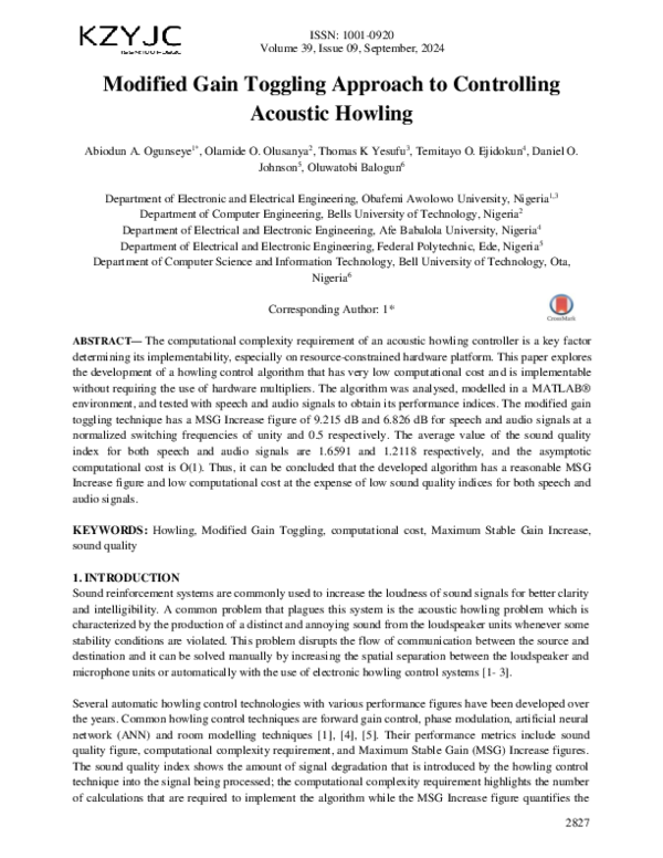 (PDF) Modified Gain Toggling Approach to Controlling Acoustic Howling