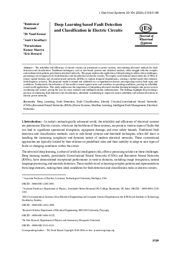 Pdf Deep Learning Based Fault Detection And Classification In