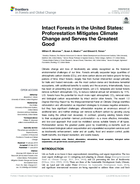 (PDF) Intact Forests in the United States: Proforestation Mitigates ...