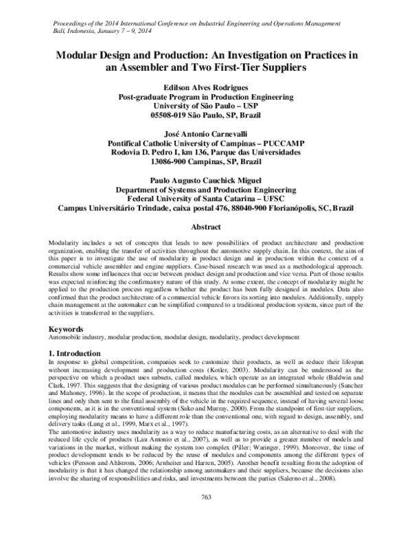 (PDF) Modular Design and Production: An Investigation on Practices in an Assembler and Two First ...