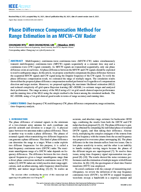 (PDF) Phase Difference Compensation Method for Range Estimation in an ...