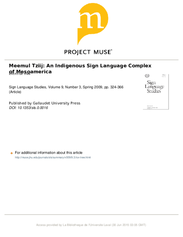 (PDF) Meemul Tziij: An Indigenous Sign Language Complex of Mesoamerica