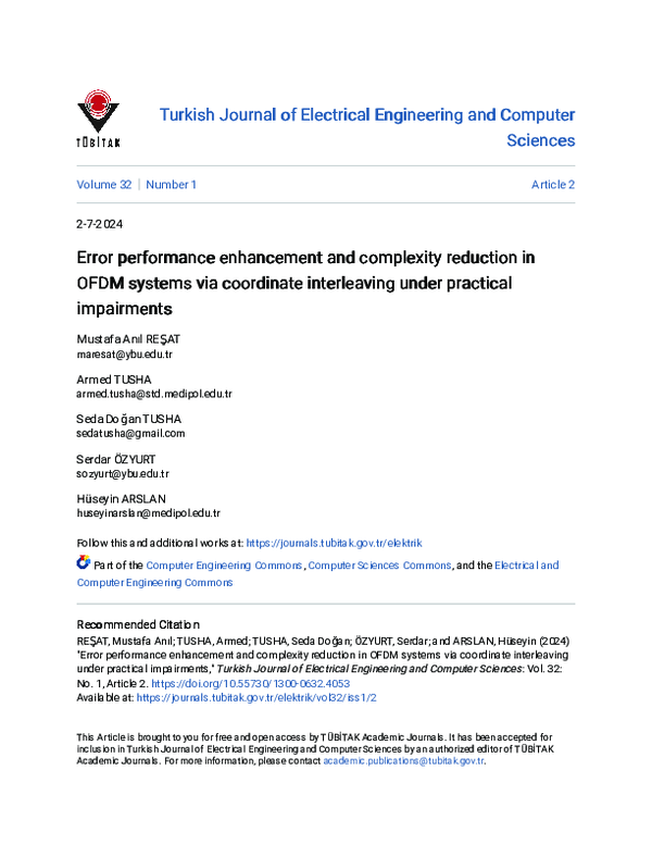 (PDF) Error performance enhancement and complexity reduction in OFDM systems via coordinate ...