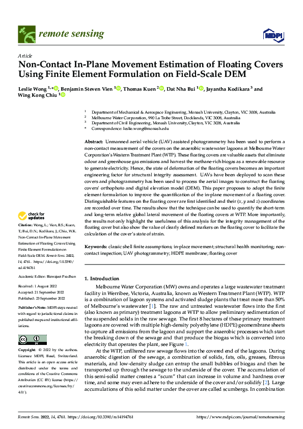 (PDF) UAV-Based Movement Estimation of Floating Covers