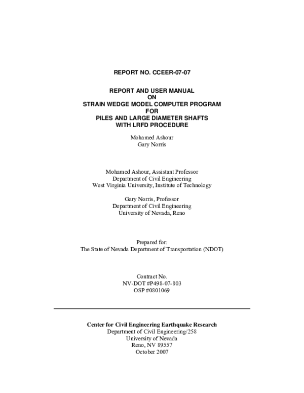 (PDF) Strain Wedge Model Computer Program for Piles and Large Diameter ...