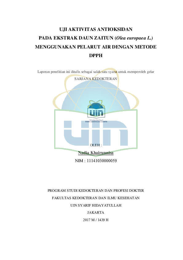 (PDF) Uji aktivitas antioksidan pada ekstrak daun zaitun (olea europaea ...