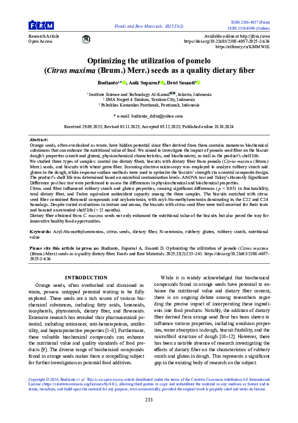 (PDF) Optimizing the utilization of pomelo (Citrus maxima (Brum.) Merr ...