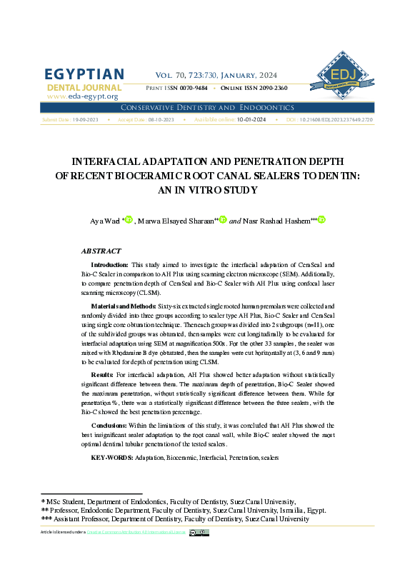 (PDF) Interfacial Adaptation and Penetration Depth of Recent Bioceramic ...