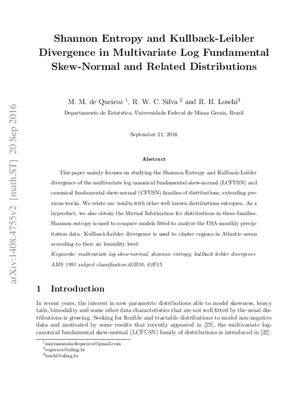 (PDF) Shannon Entropy and Mutual Information in Log Asymmetric ...