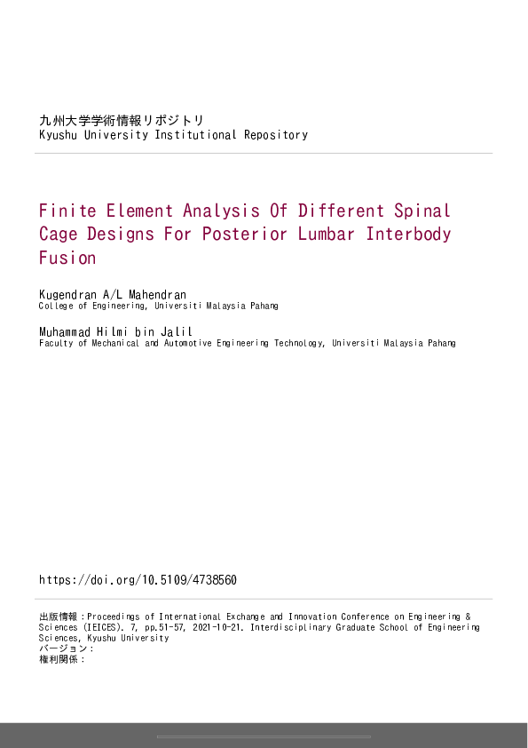 (PDF) Finite Element Analysis Of Different Spinal Cage Designs For ...
