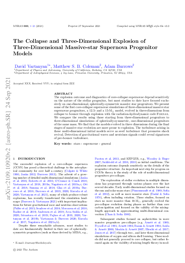 (PDF) The collapse and three-dimensional explosion of three-dimensional ...