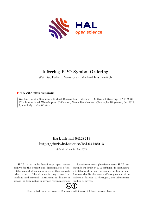 (PDF) Inferring RPO Symbol Ordering