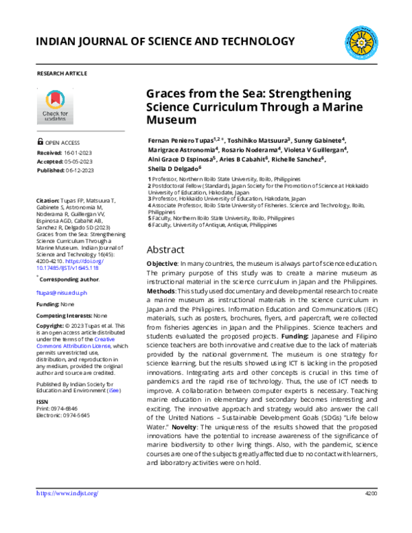 (PDF) Graces from the Sea: Strengthening Science Curriculum Through a ...