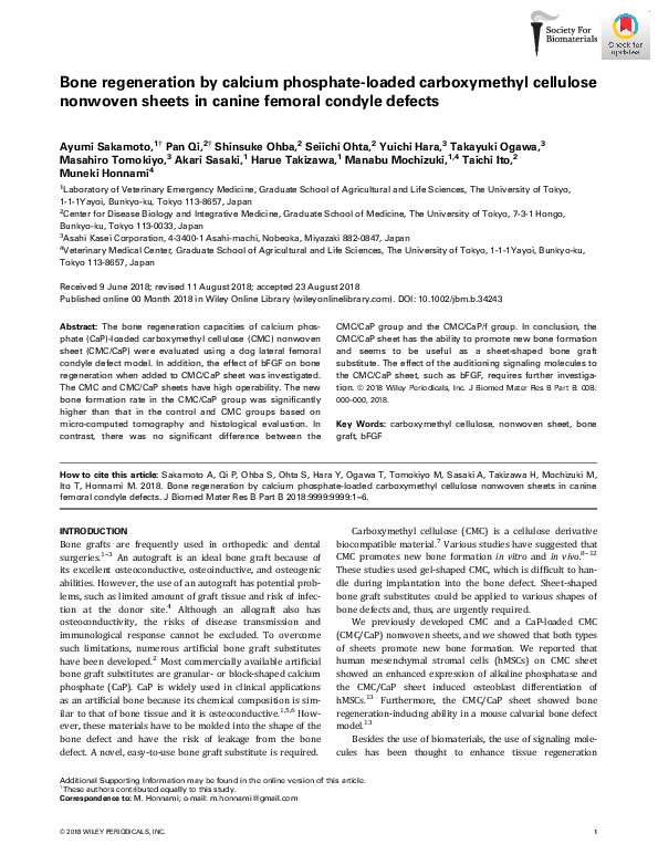 (PDF) Calcium Phosphate-Loaded CMC Sheets Enhance Bone Regeneration