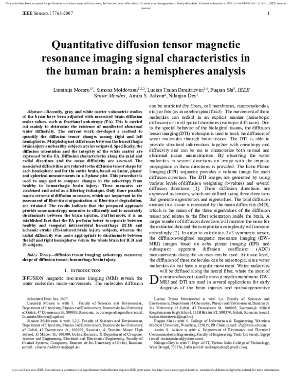 (PDF) Quantitative Diffusion Tensor Magnetic Resonance Imaging Signal ...