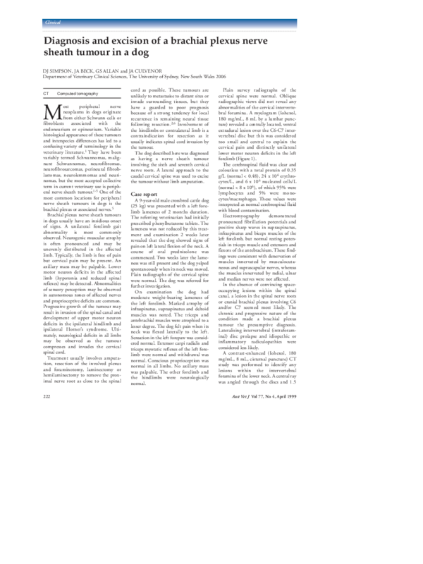 (PDF) Diagnosis and excision of a brachial plexus nerve sheath tumour ...