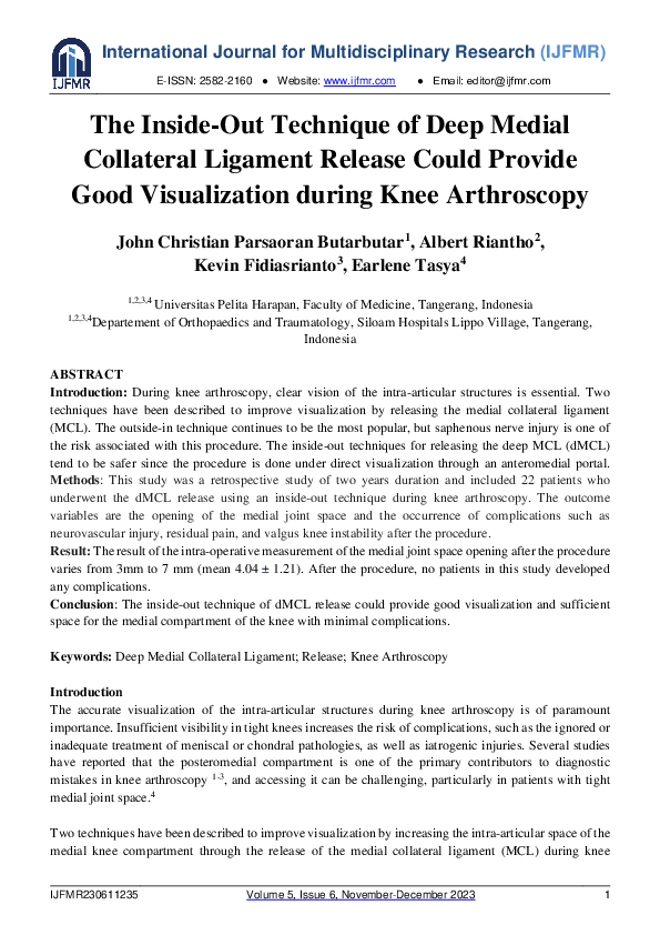 (PDF) The Inside-Out Technique of Deep Medial Collateral Ligament ...