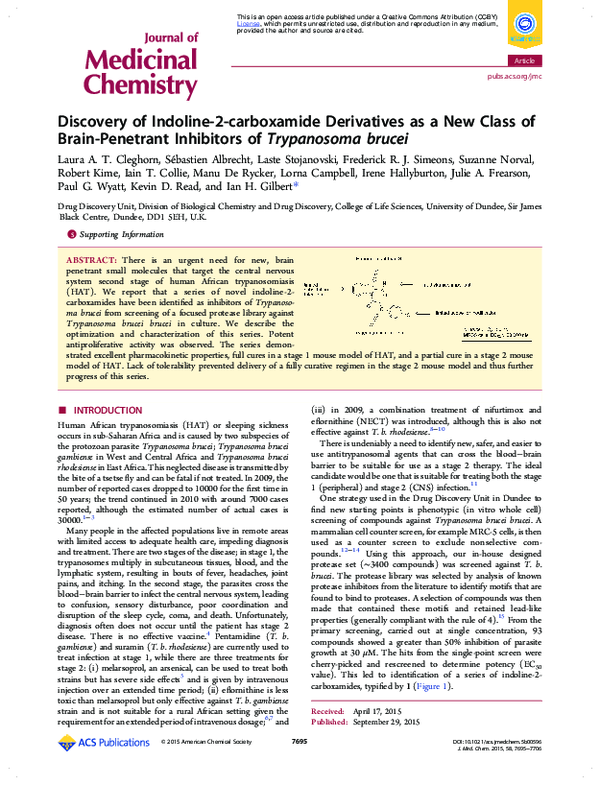 (PDF) Discovery of Indoline-2-carboxamide Derivatives as a New Class of ...