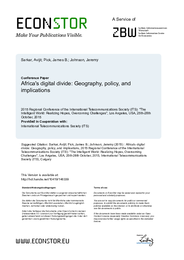 (PDF) Africa's digital divide: Geography, policy, and implications