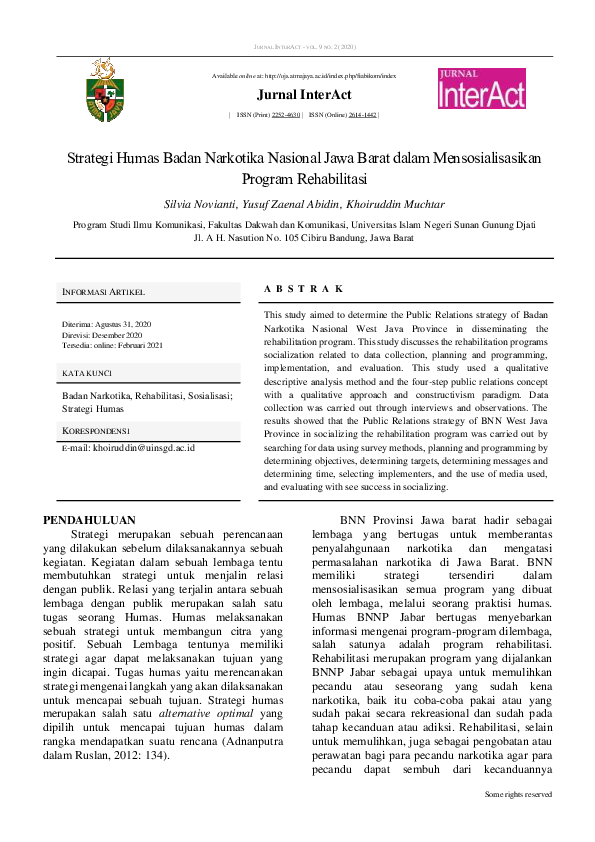 (PDF) Strategi Humas Badan Narkotika Nasional Jawa Barat dalam Mensosialisasikan Program ...