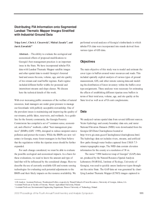 (PDF) Distributing FIA information onto segmented Landsat Thematic Mapper images stratified with ...