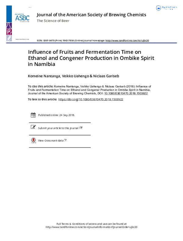 (PDF) Influence of Fruits and Fermentation Time on Ethanol and Congener ...