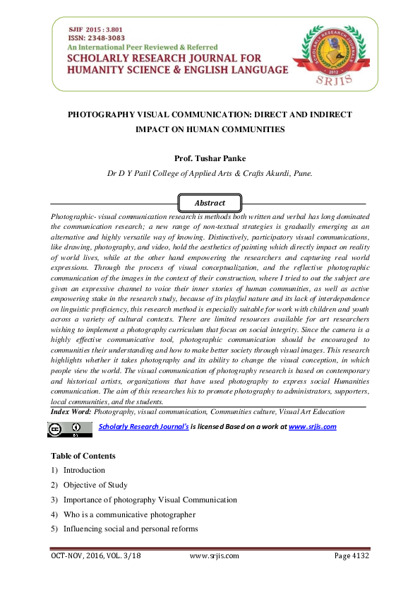 (PDF) PHOTOGRAPHY VISUAL COMMUNICATION: DIRECT AND INDIRECT IMPACT ON ...