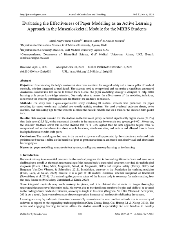 (PDF) Evaluating the Effectiveness of Paper Modelling as an Active ...