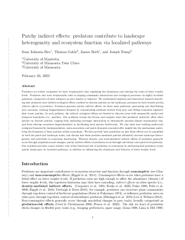 (PDF) Patchy indirect effects: how predators drive landscape ...