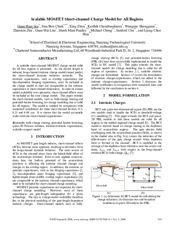 (PDF) Scalable MOSFET Short-channel Charge Model for All Regions