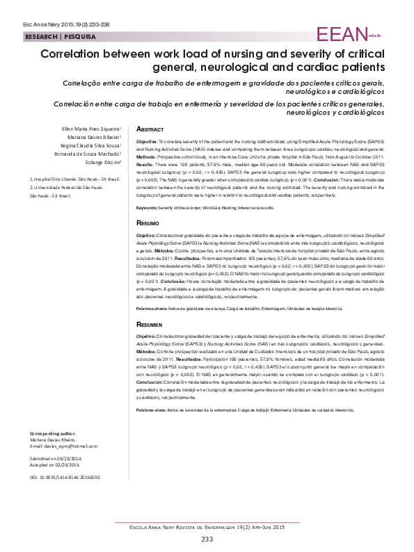 (PDF) Correlation between work load of nursing and severity of critical ...