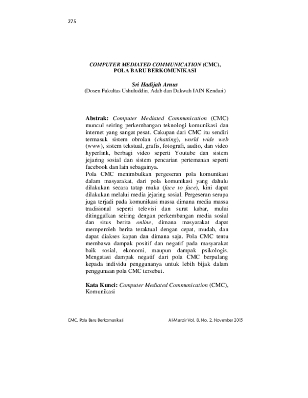 (PDF) Computer Mediated Communication (CMC),Pola Baru Berkomunikasi