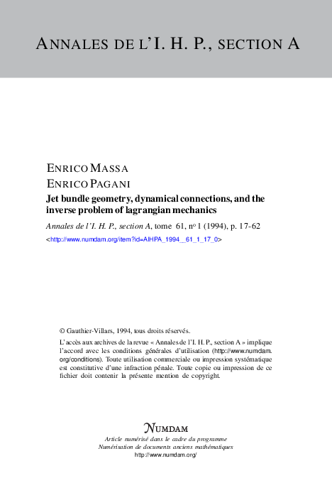 (PDF) Jet bundle geometry, dynamical connections, and the inverse ...