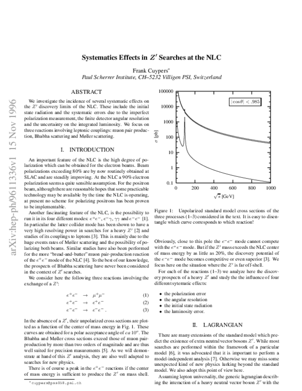 (PDF) Systematics Effects in $Z'$ Searches at the NLC