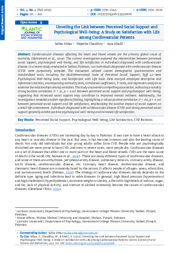 (PDF) Unveiling the Link between Perceived Social Support and Psychological Well-being: A Study ...