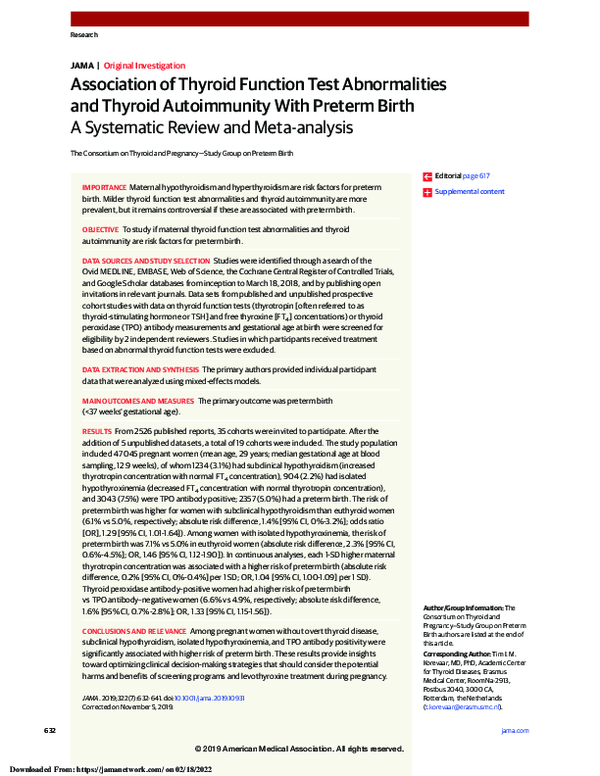 (PDF) Association of Thyroid Function Test Abnormalities and Thyroid ...