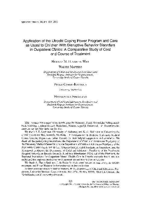 (PDF) Application of the utrecht coping power program and care as usual ...