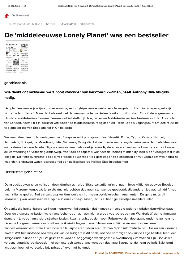 (PDF) Anthony Bale. Op reis in de middeleeuwen. De wereld door de ogen ...